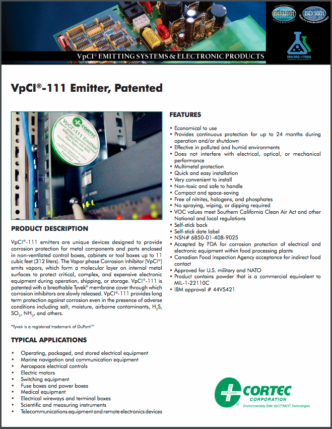 VpCI®-111 Emitter, Patented - Cortec Packaging